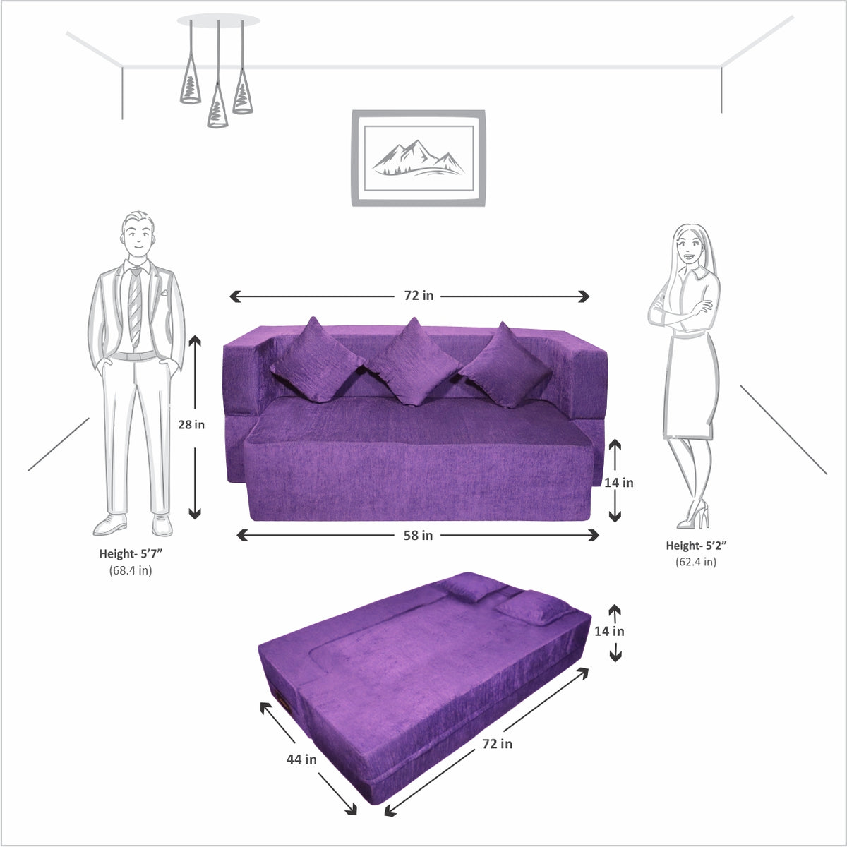 Seventh Heaven Emerald Green Morphino Fabric FlipperX Sofa Bed